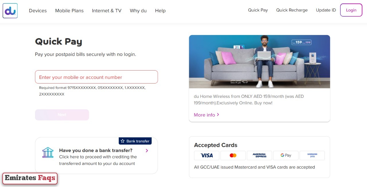 Du Quick Pay Recharge Online - Emirates Faqs